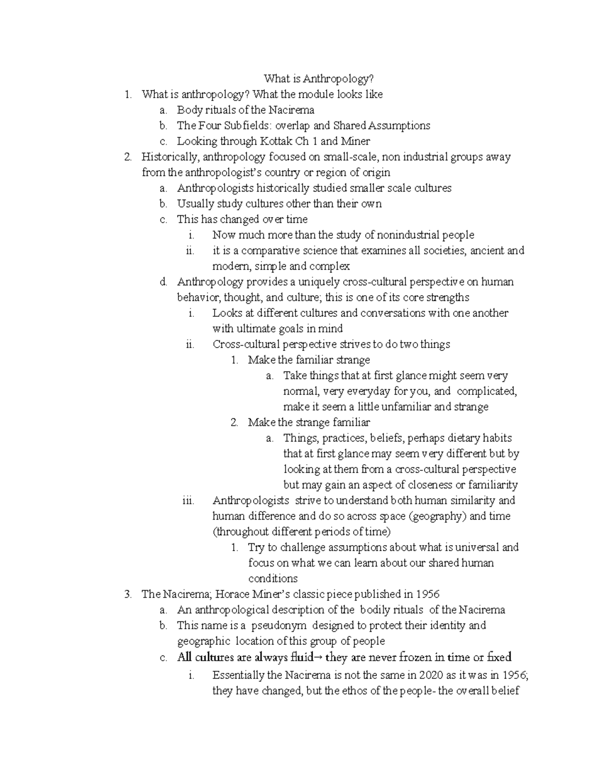 Anthropology Module 1, 2, 3, 4, 5, and 6 - What is Anthropology? What ...