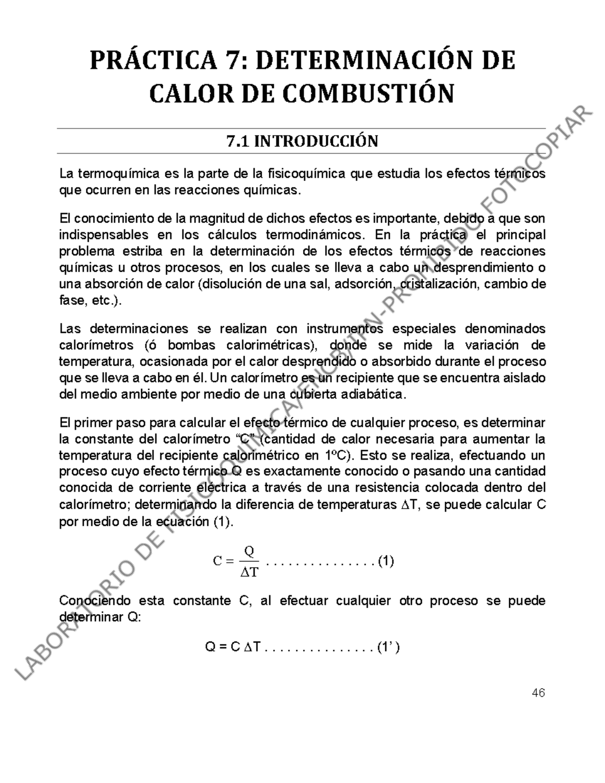 Práctica 7 Determinación de calor de combustión watermark - PRÁCTICA 7 ...