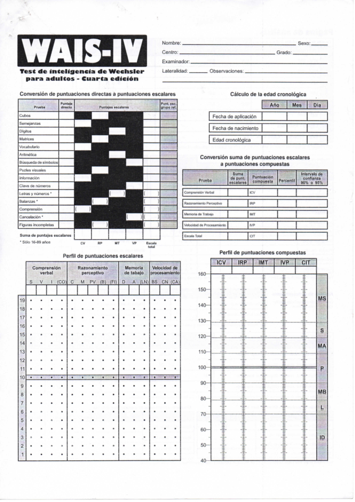 Protocolo-WAIS-IV (1) - psicologia - Studocu
