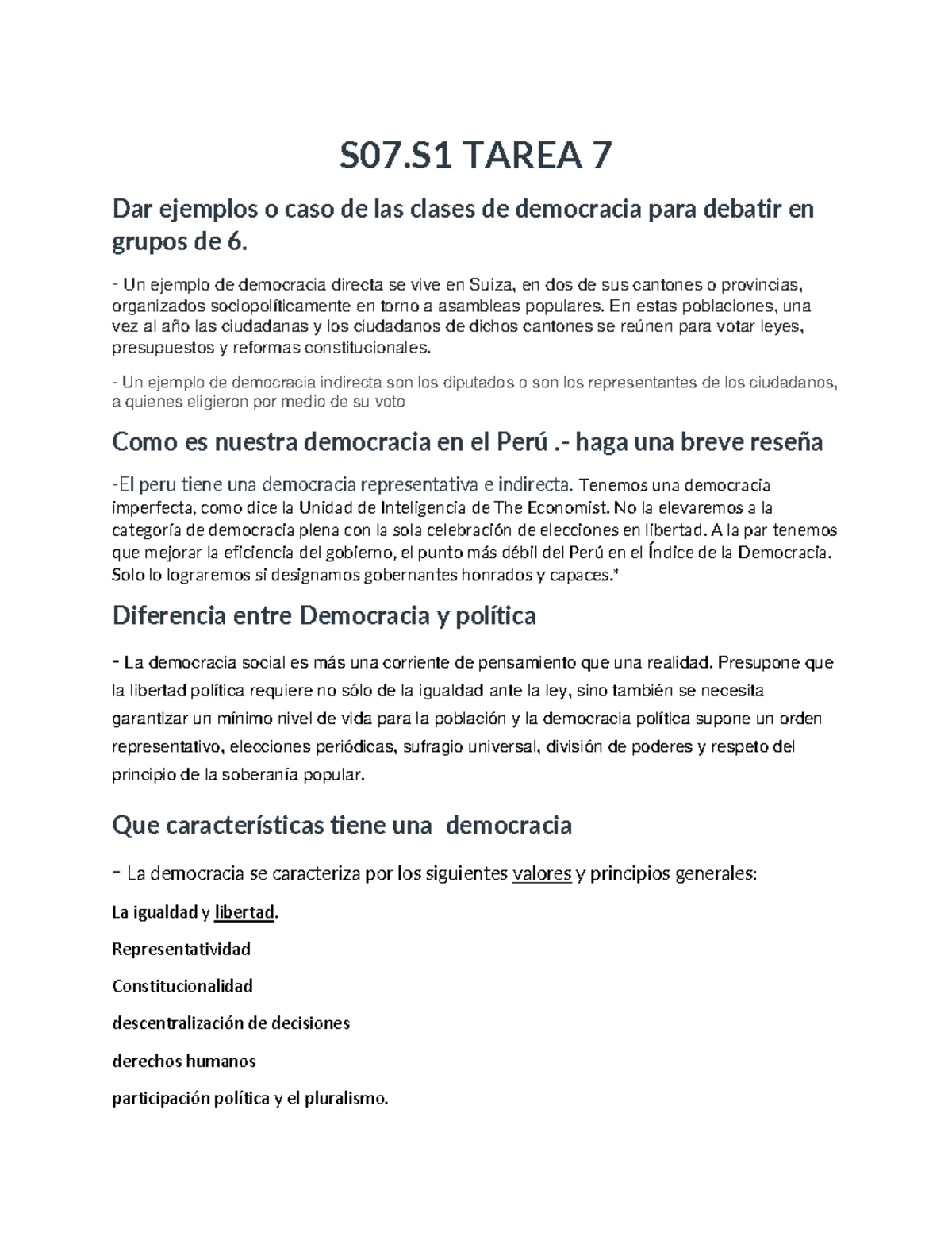 Ciencia politica - S07 TAREA 7 Dar ejemplos o caso de las clases de ...