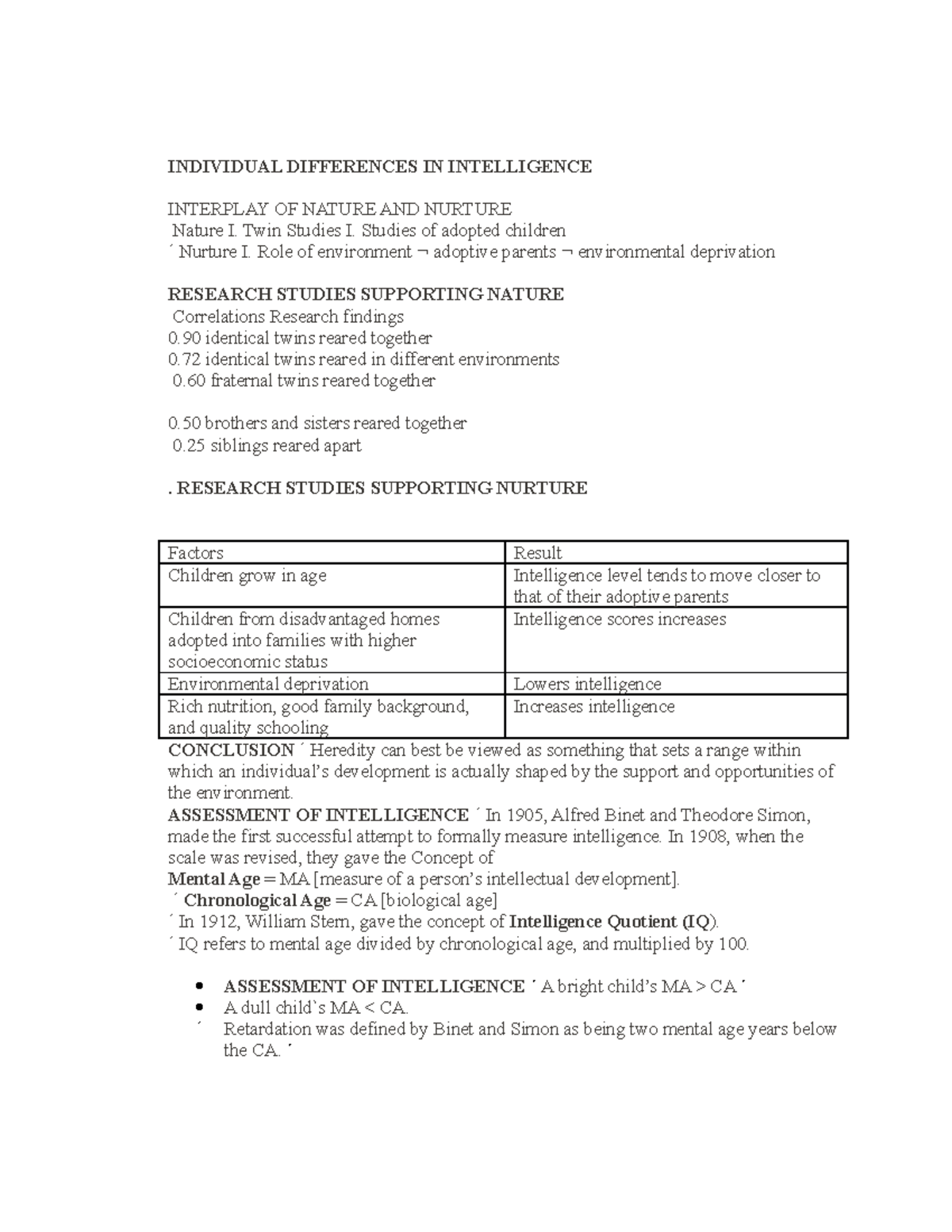 Individual Differences IN Intelligence - INDIVIDUAL DIFFERENCES IN ...