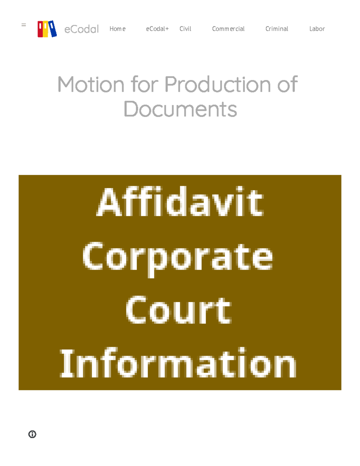 E Codal - Motion for Production of Documents - Motion for Production of Documents Republic of ...
