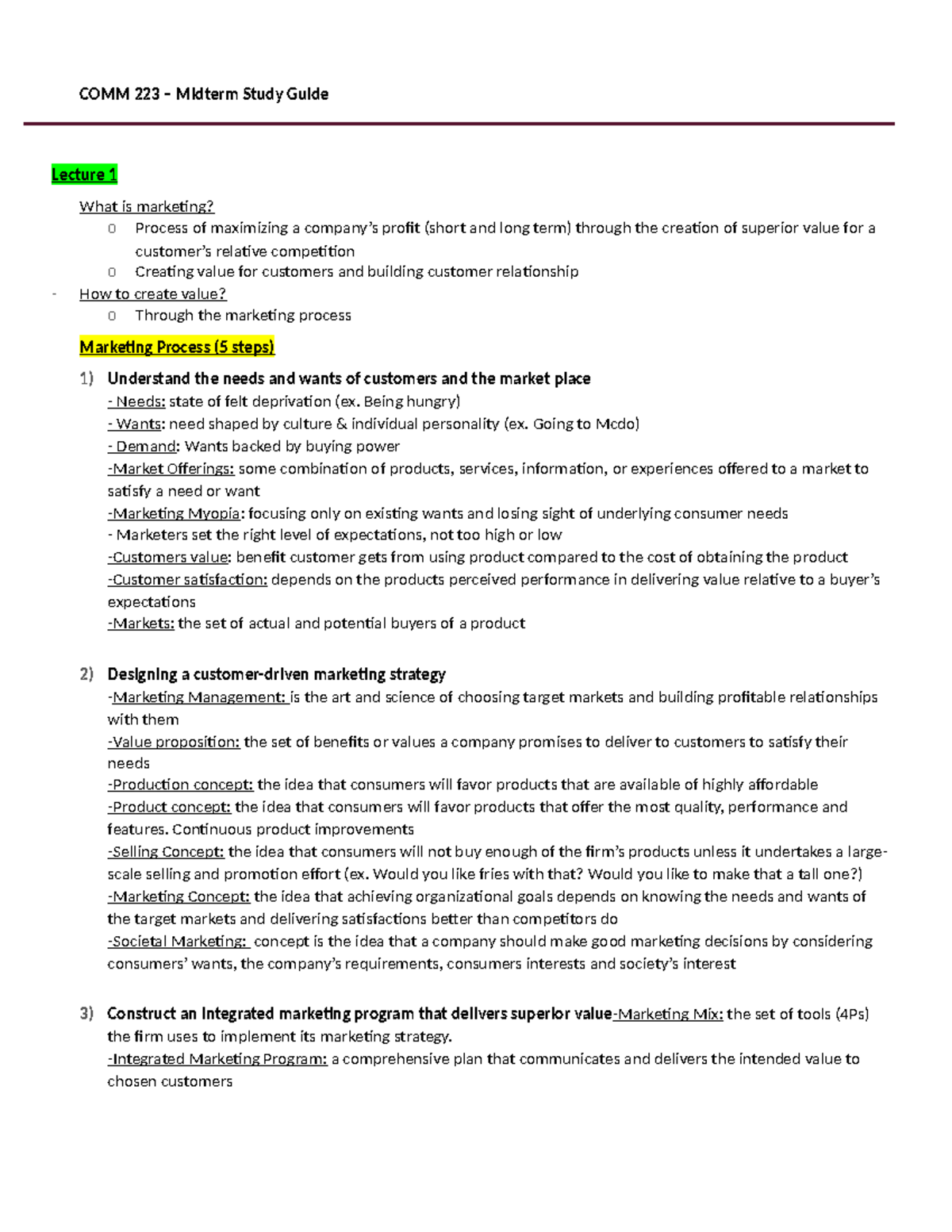 COMM 223 Midterm Study Guide - COMM 223 - Concordia - Studocu