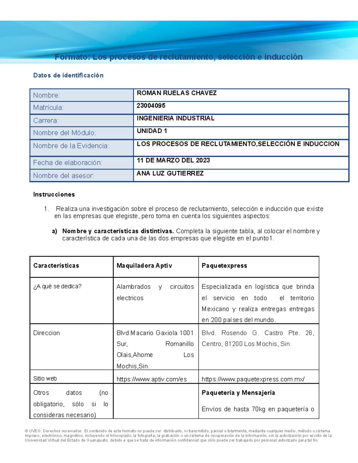 Ruelas Roman RSI - PROCESO DE CAPACITACION Y SELECION - Formato: Los ...