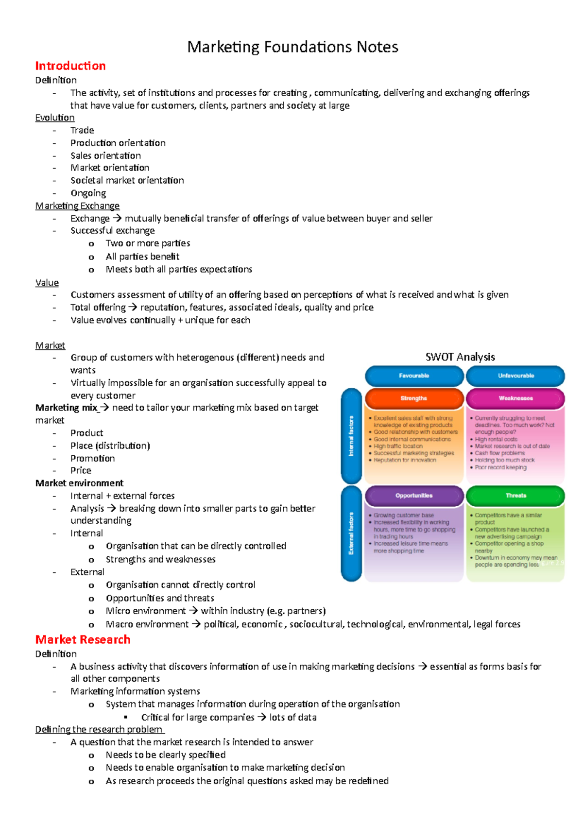 Marketing Foundations Notes - Marketing Foundations Notes Introduction ...