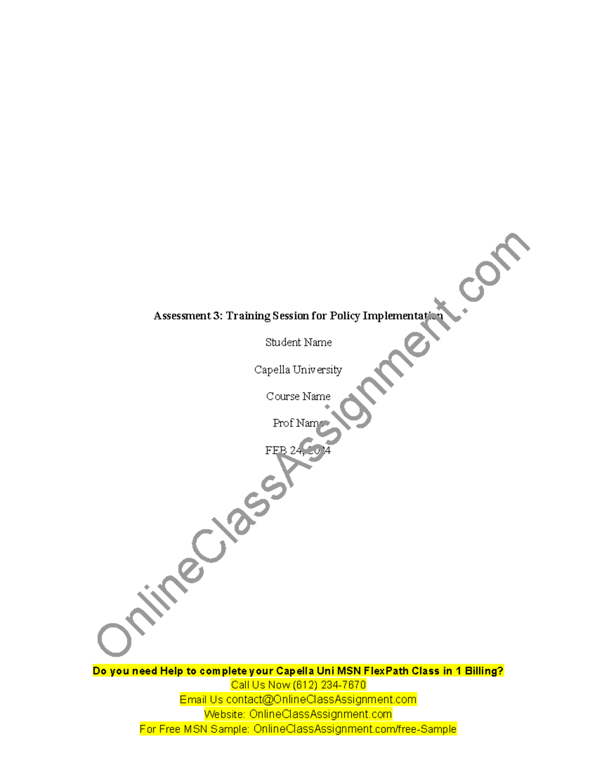 NHS FPX 6004 Assessment 3 Training Session for Policy Implementation ...