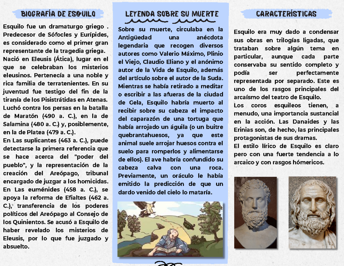 Trítico Esquilo 5TO DE Secundaria Gustavo Castro - BIOGRAFÍA DE ESQUILO ...