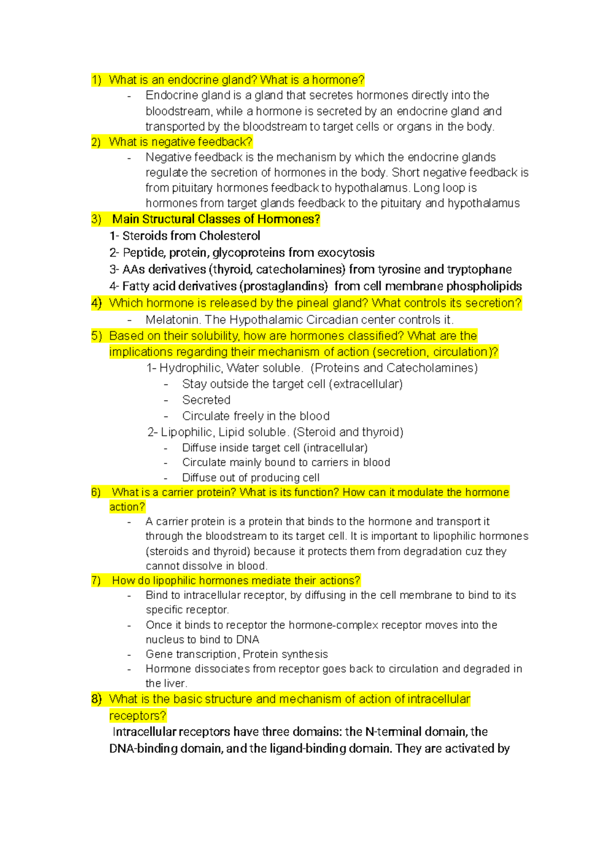 Review questions for Endocrine system - Google Docs - 1) What is an ...