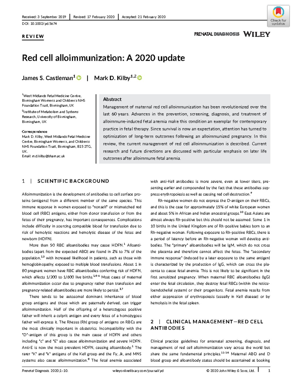 Aloinmunizacion - R E V I E W Red cell alloimmunization: A 2020 update ...