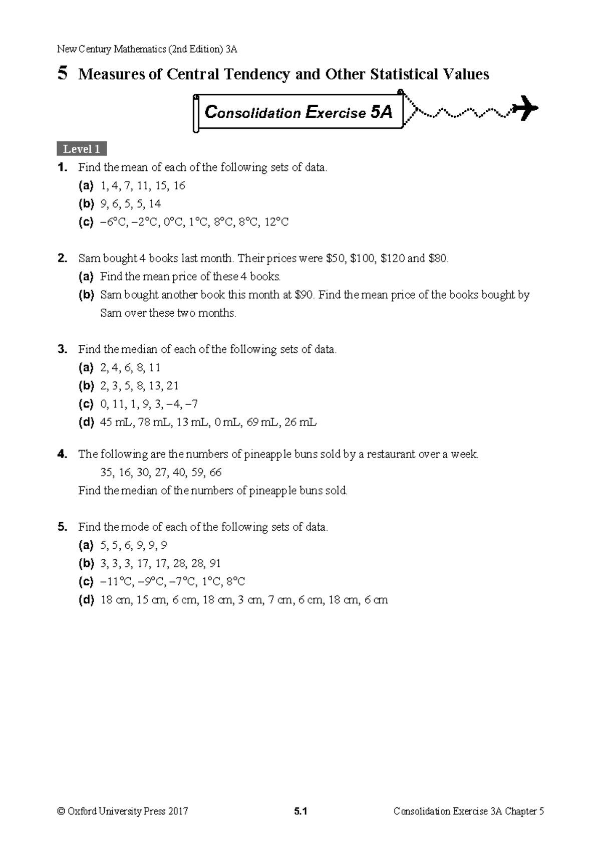 Consolidation Exercise 3A05 - New Century Mathematics (2nd Edition) 3A ...