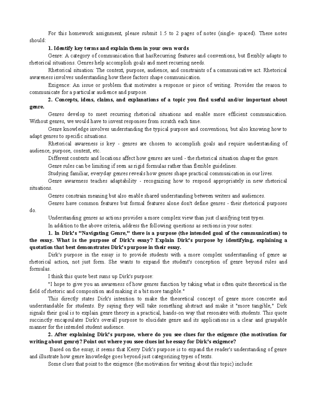 For this homework assignment - These notes should: Identify key terms ...