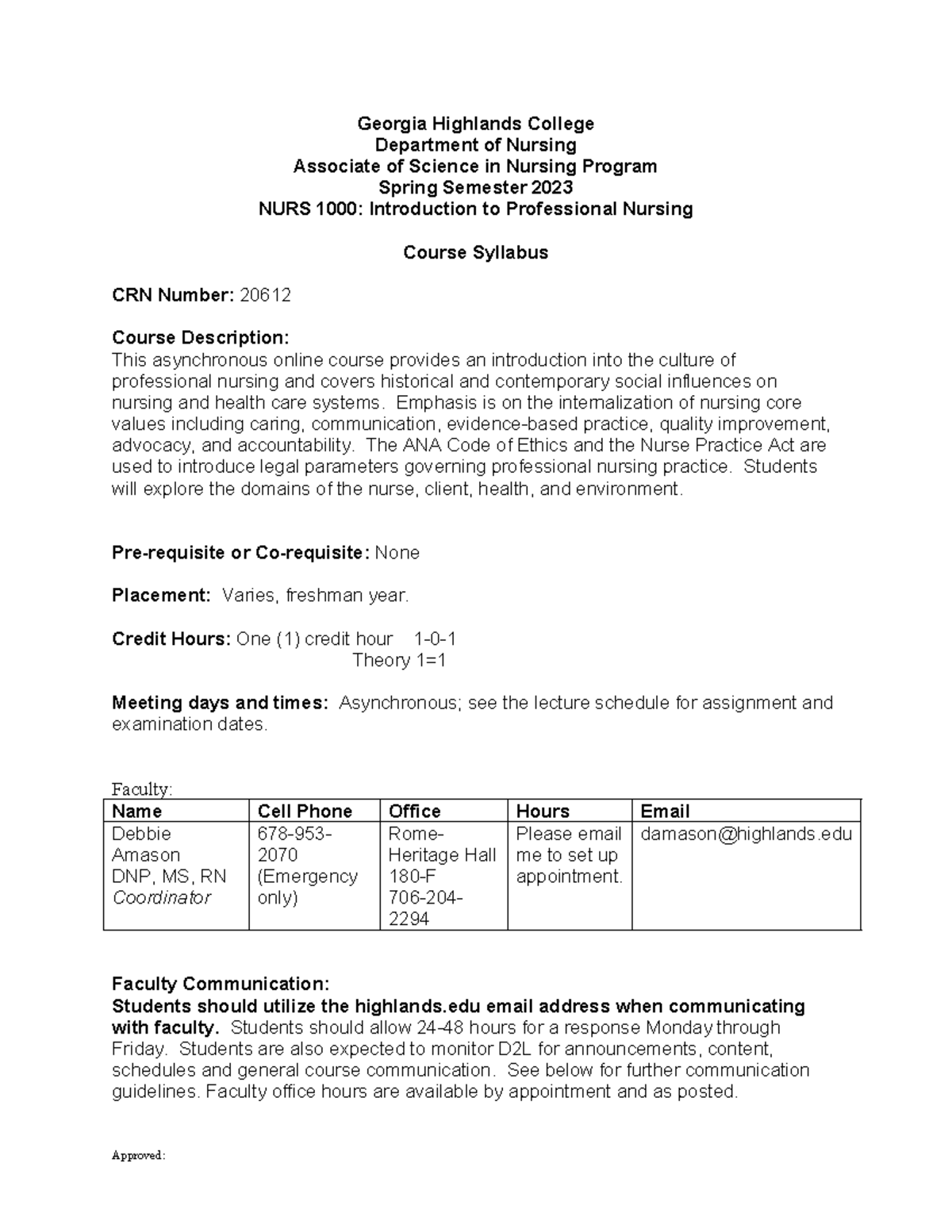 1000 Syllabus-Intro Spring 23 - Georgia Highlands College Department of ...