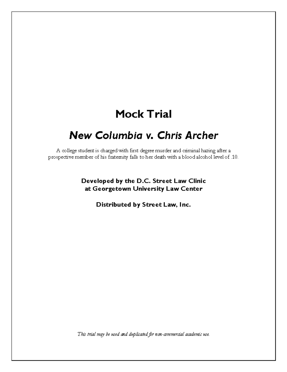 2023 mock trail packets 2 - Mock Trial New Columbia v. Chris Archer A ...