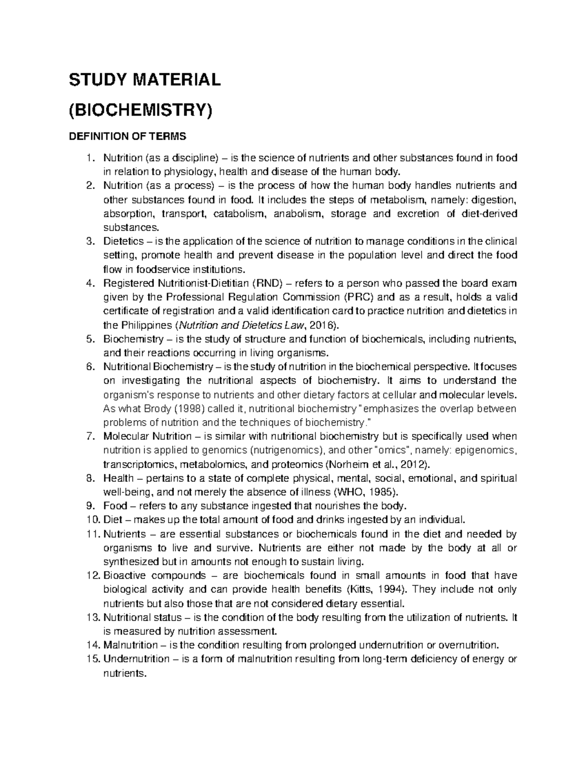 Introduction IN Biochem - Study Material - STUDY MATERIAL (BIOCHEMISTRY ...