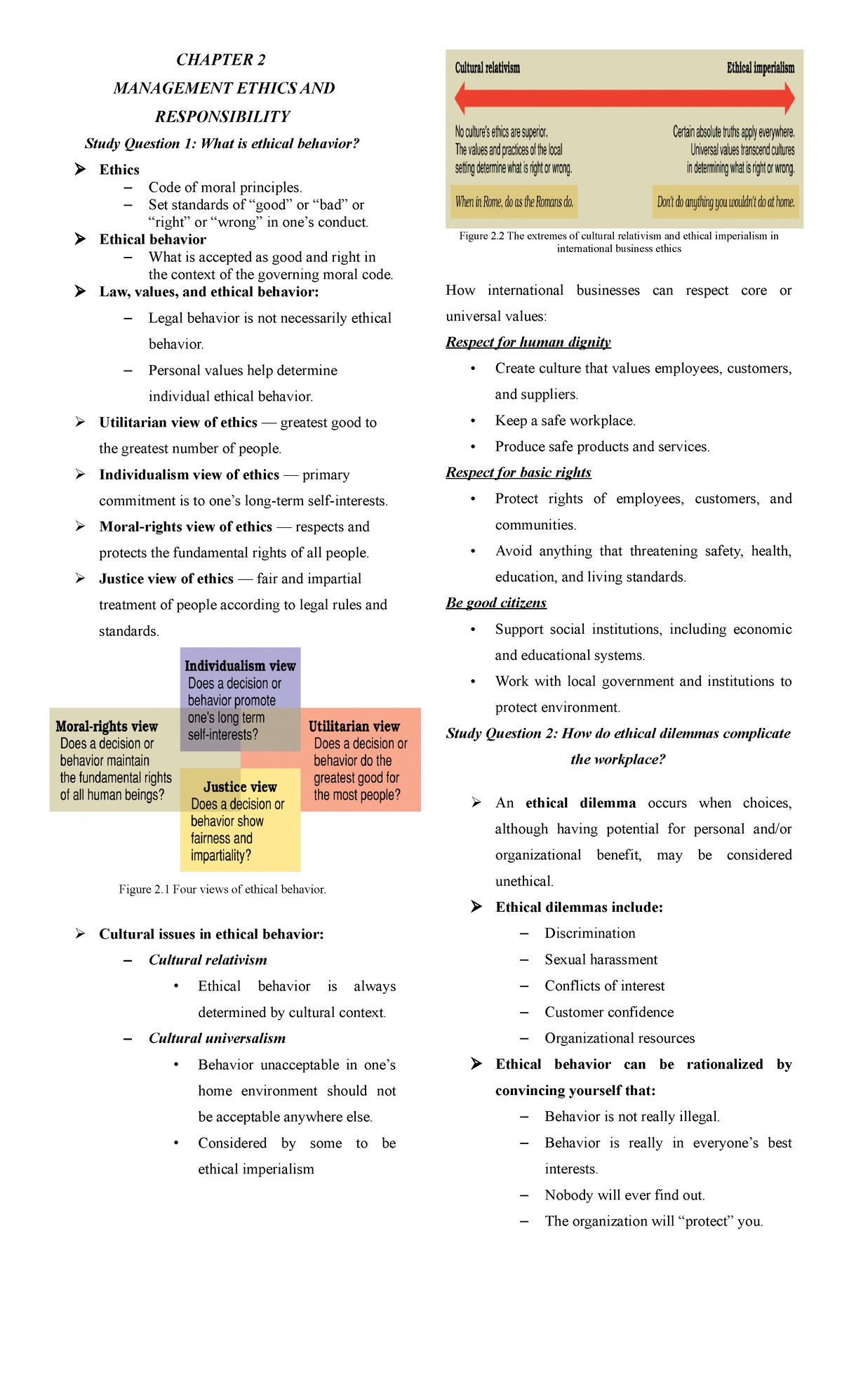 Chapter 2 - Introduction to Management - CHAPTER 2 MANAGEMENT ETHICS ...
