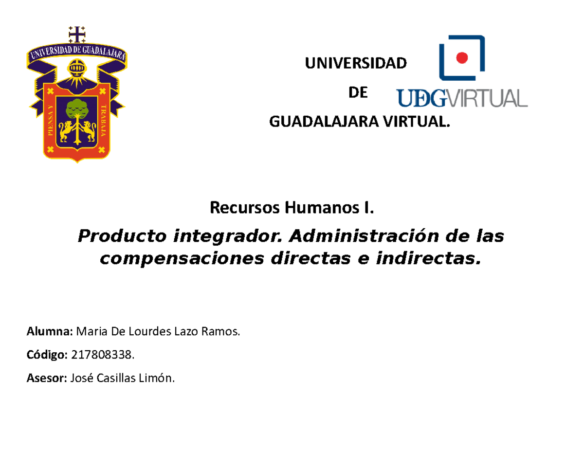 Producto integrador. Administración de las compensaciones directas e ...