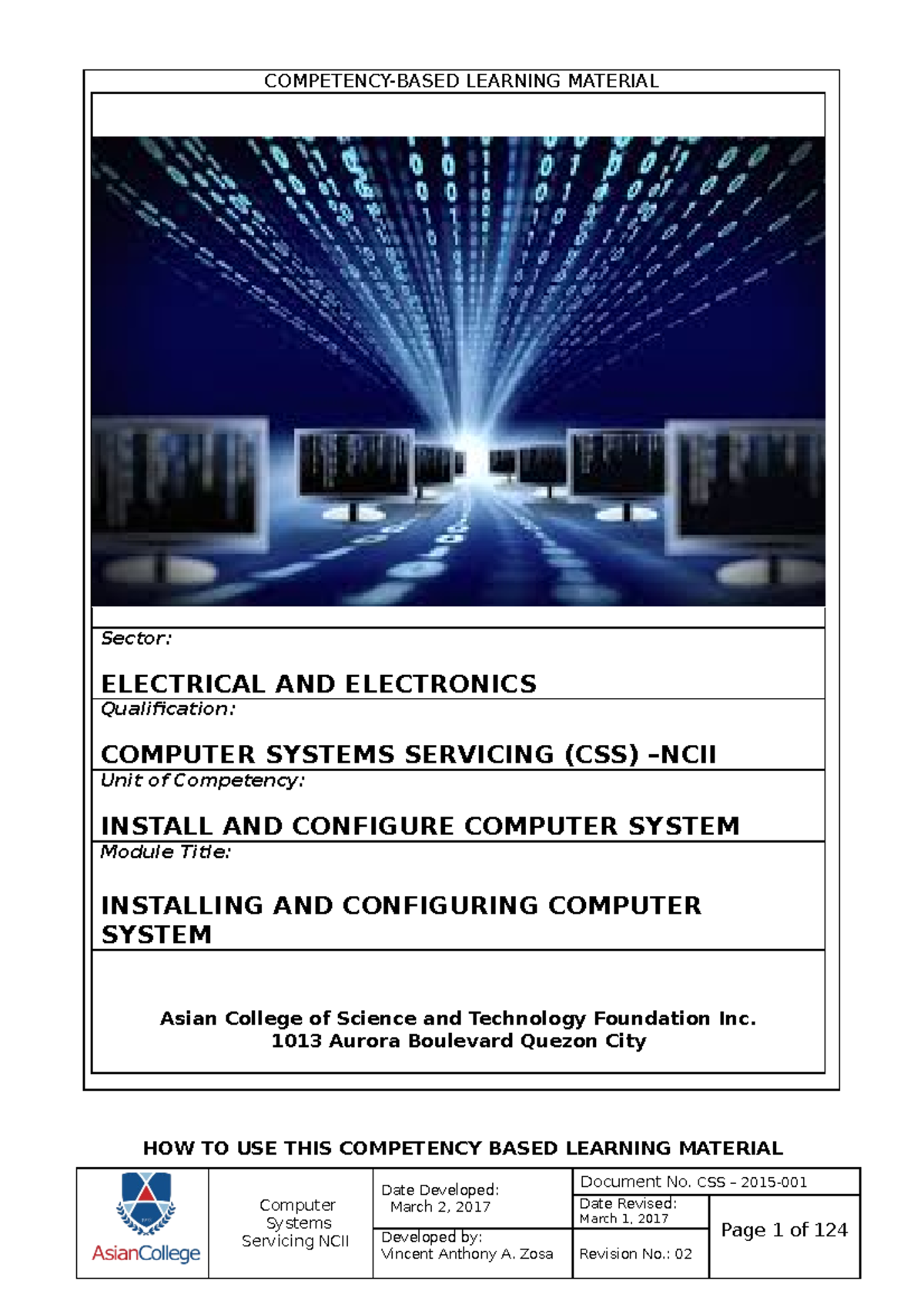 CSS Module - Computer system servicing - COMPETENCY-BASED LEARNING MATERIAL Sector: ELECTRICAL ...