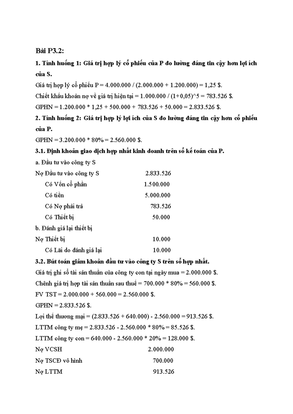 IFRS-C2-3 - hfjffj - Bài P3: 1. Tình huống 1: Giá trị hợp lý cổ phiếu ...
