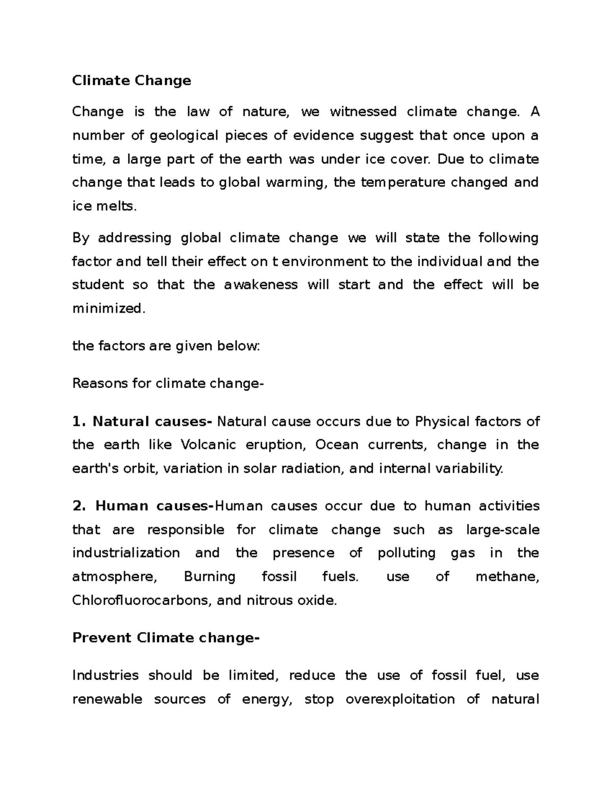 Climate Change - This is one of my study materials. I hope it can help ...