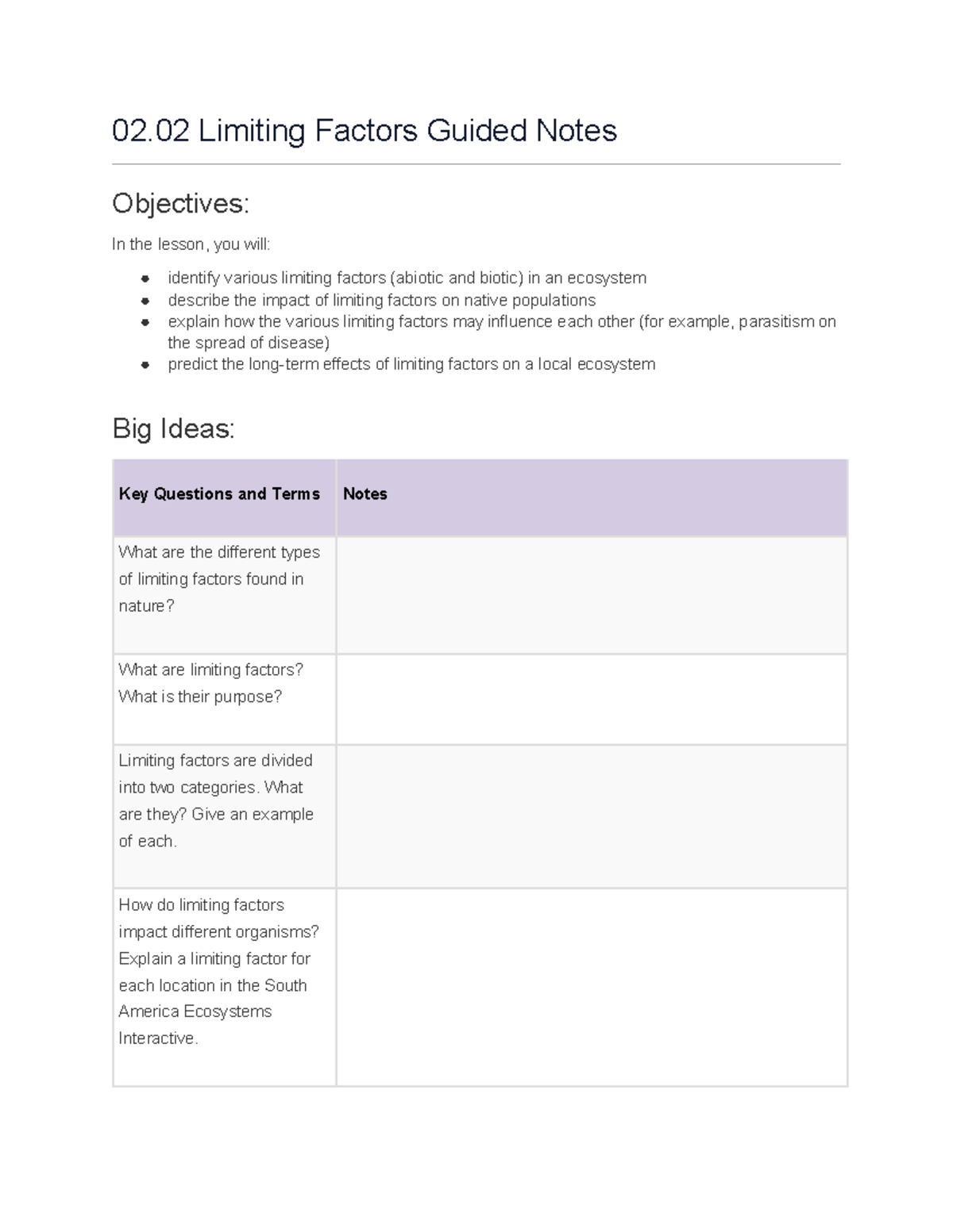 02 02 notes - plotting scheming to defend - 02 Limiting Factors Guided ...
