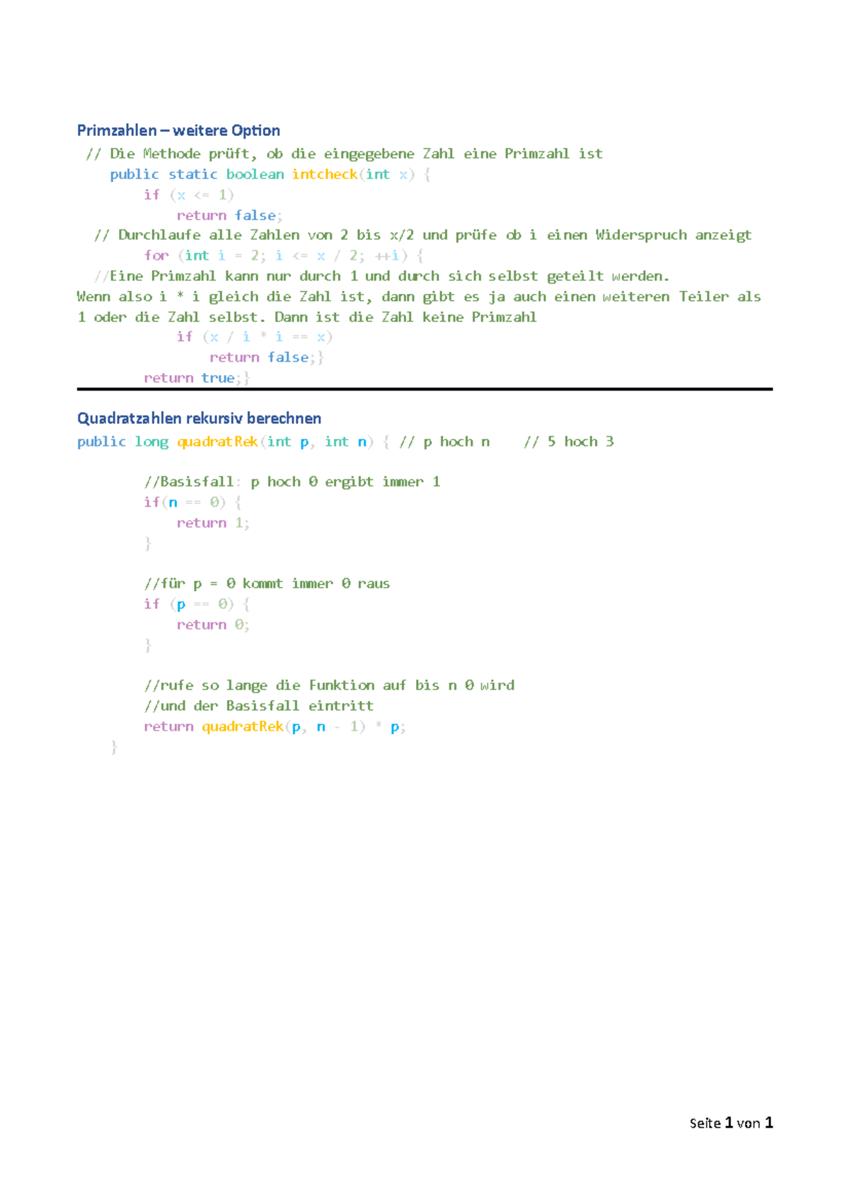 Code - Quadratzahlen rekursiv berechnen - Primzahlen – weitere Option ...