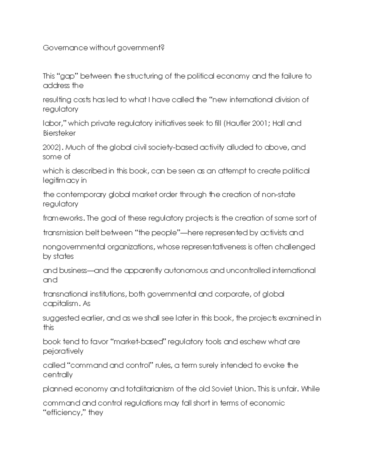 POLITICAL SCIENCE - Governance without government? This “gap” between ...