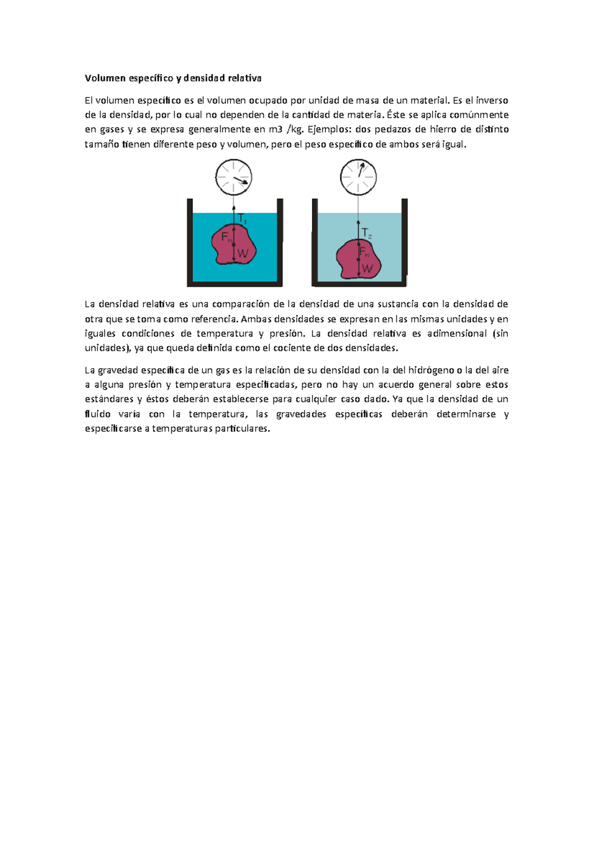 Volumen específico y densidad relativa - Volumen específico y densidad ...