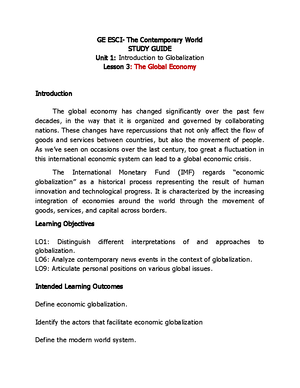 Lesson 5 Global Interstate System - GE ESCI- The Contemporary World ...