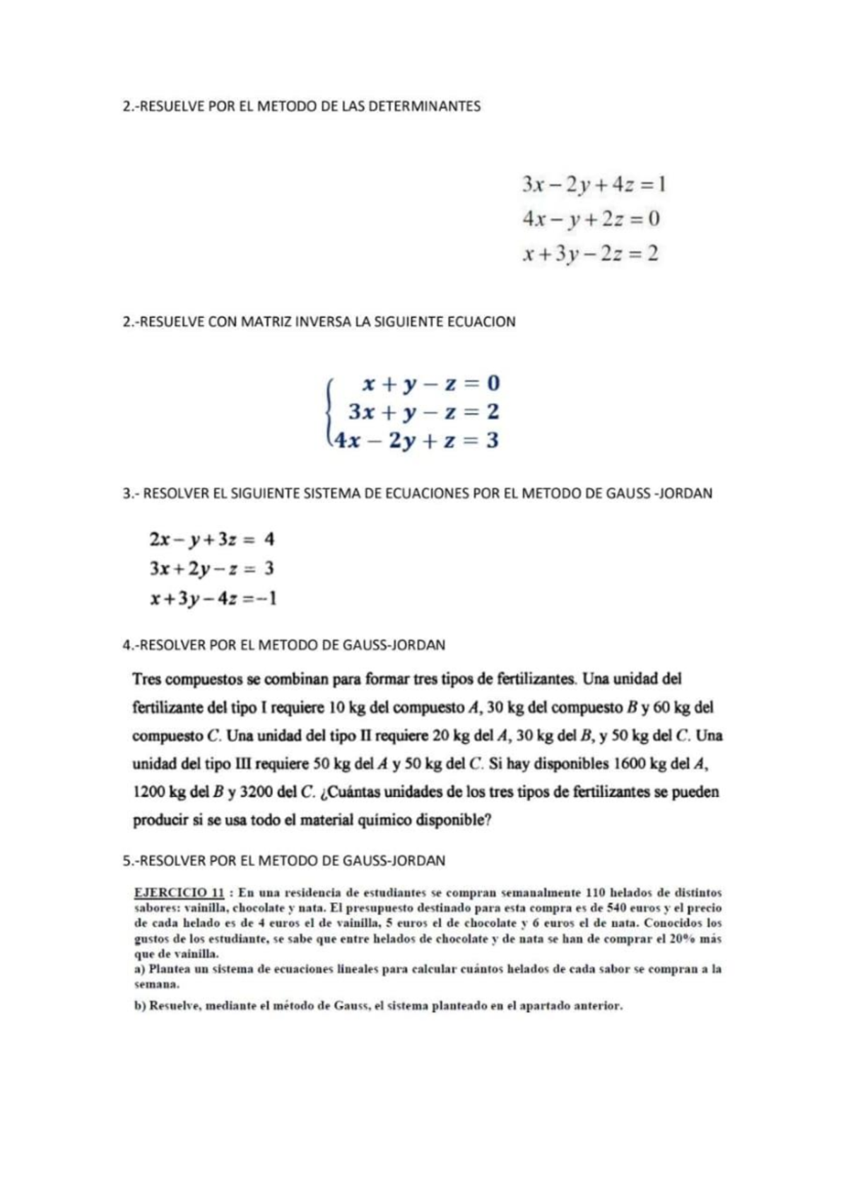 Sesion Integradora 3 - Ejercicios - POR EL METODO DE LAS DETERMINANTES ...