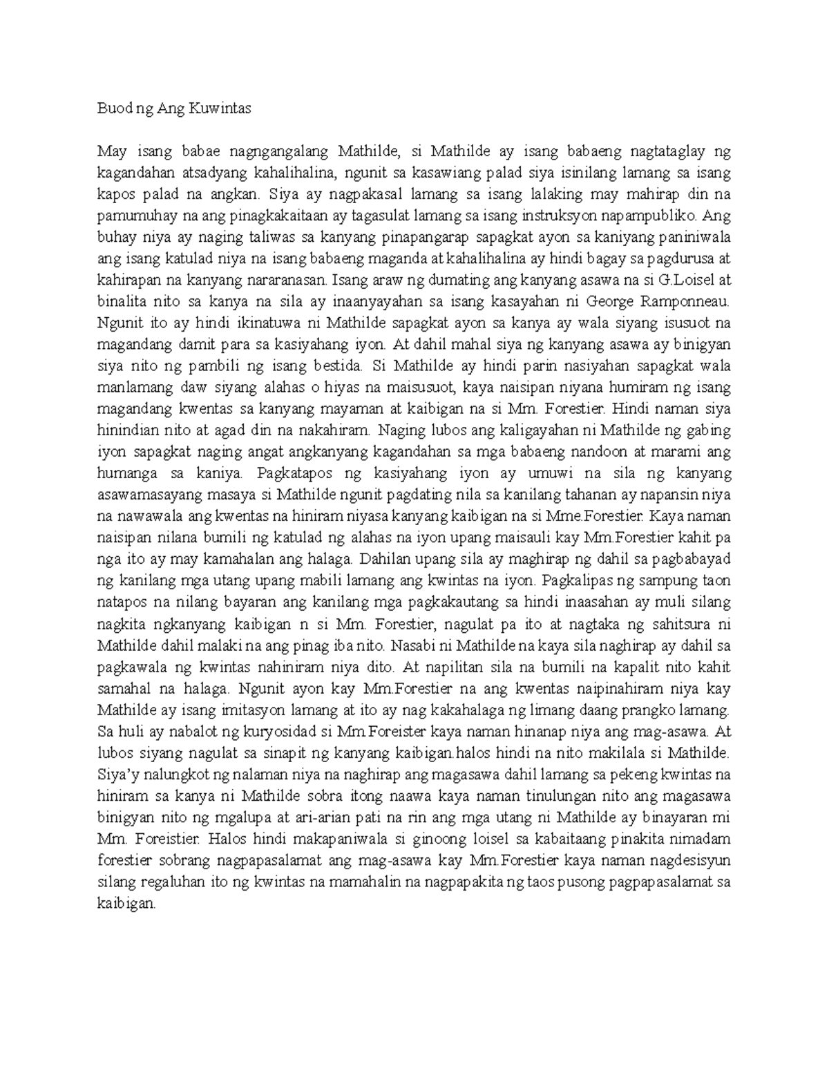 686526171 buod ng ang kuwintas - Buod ng Ang Kuwintas May isang babae ...