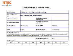 Networking-Assignment 1-Fontsheet - ASSIGNMENT 1 FRONT SHEET ...