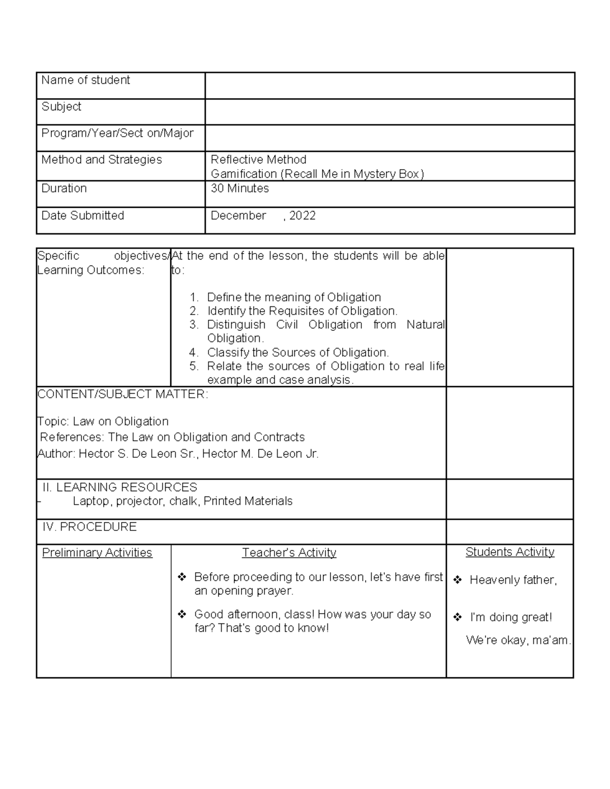Finals Demo Plan - A detailed Final Demo for teaching - Name of student ...