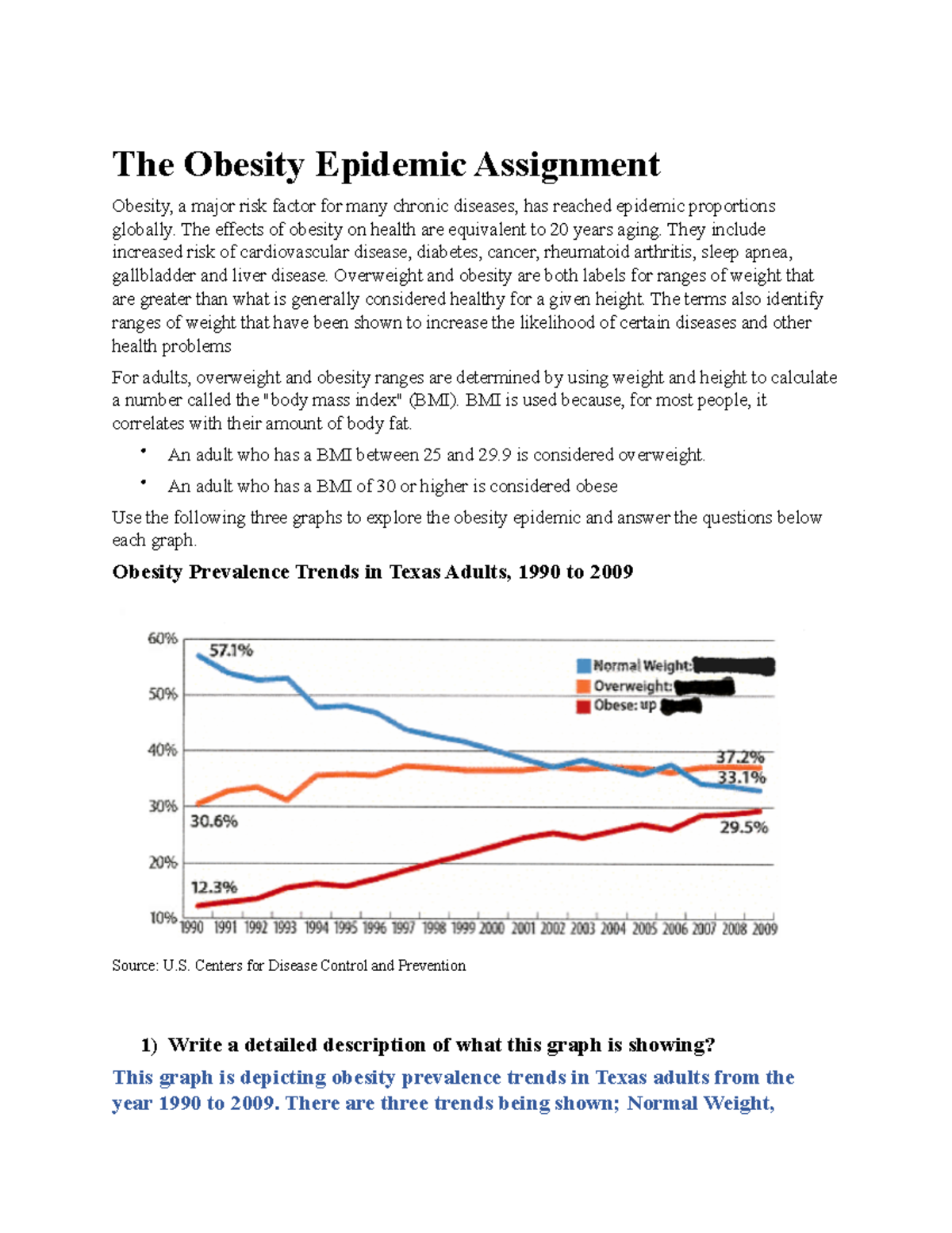 Obesity Trends Project - The Obesity Epidemic Assignment Obesity, a ...