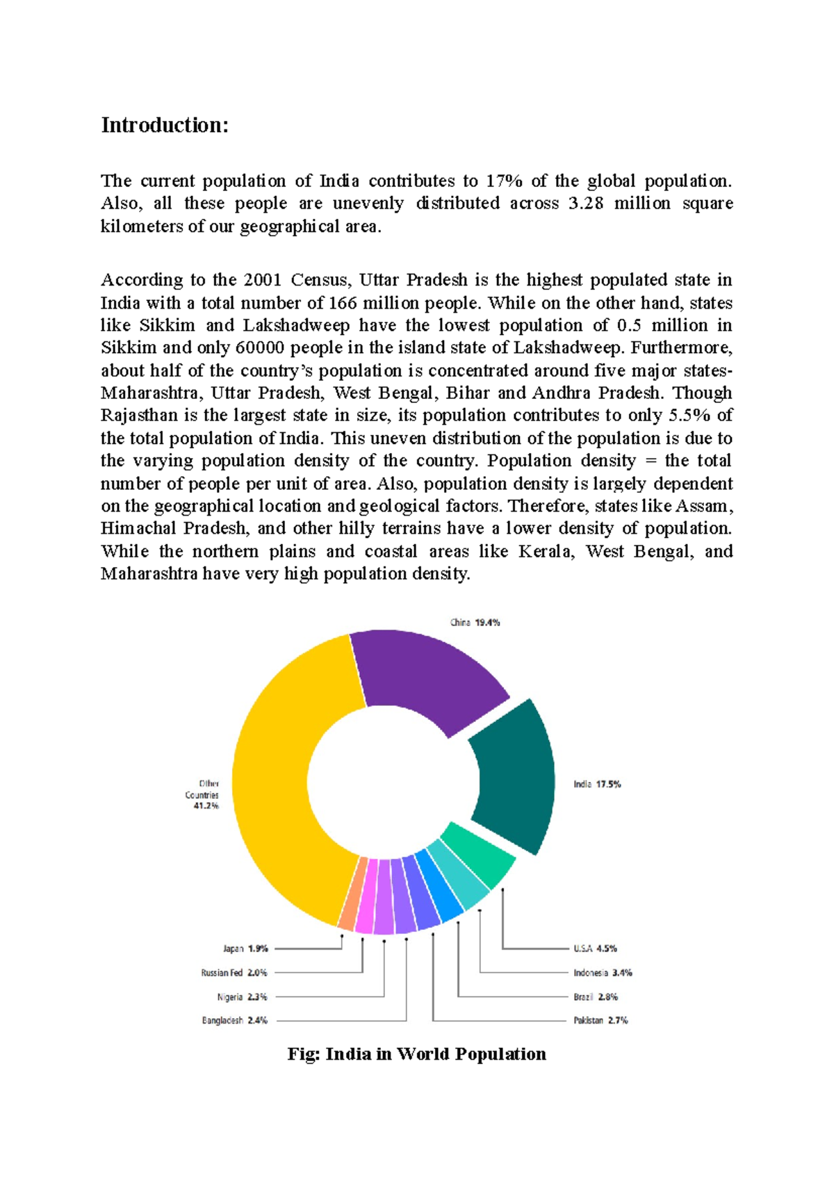 Spatial Distribution Popution of India - Introduction: The current ...