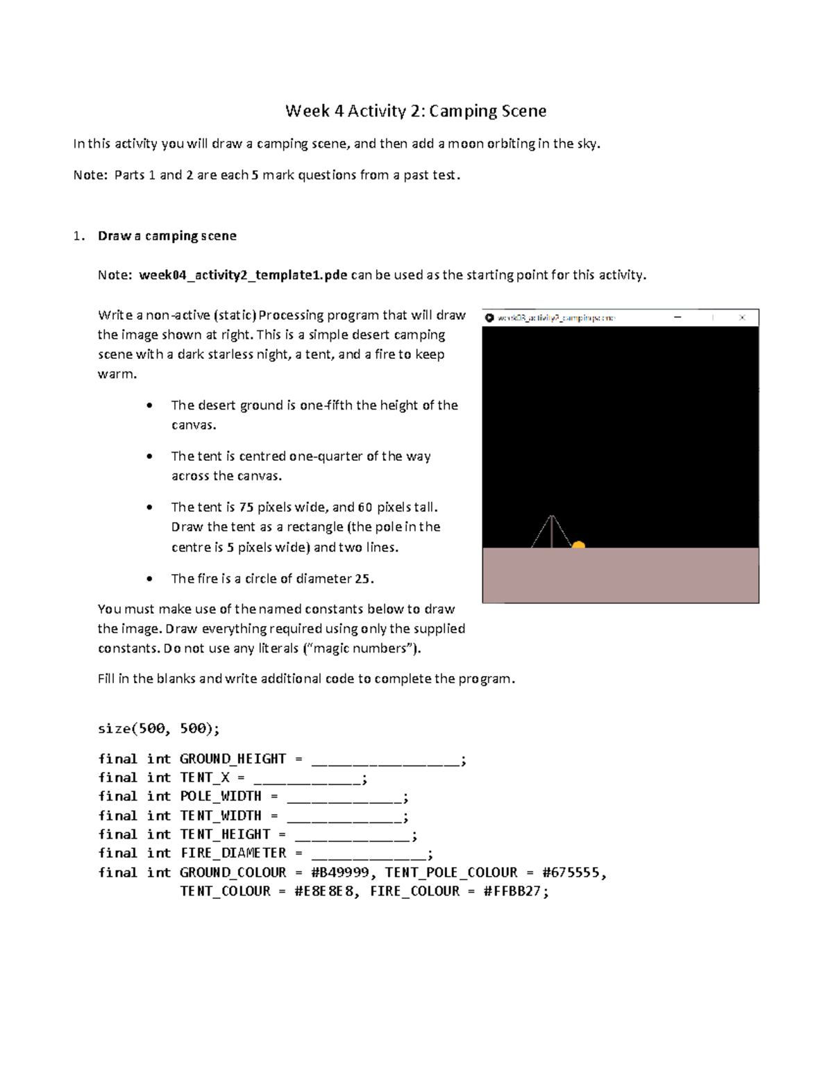 Week04 Activity 2 Camping - Week 4 Activity 2: Camping Scene In this ...