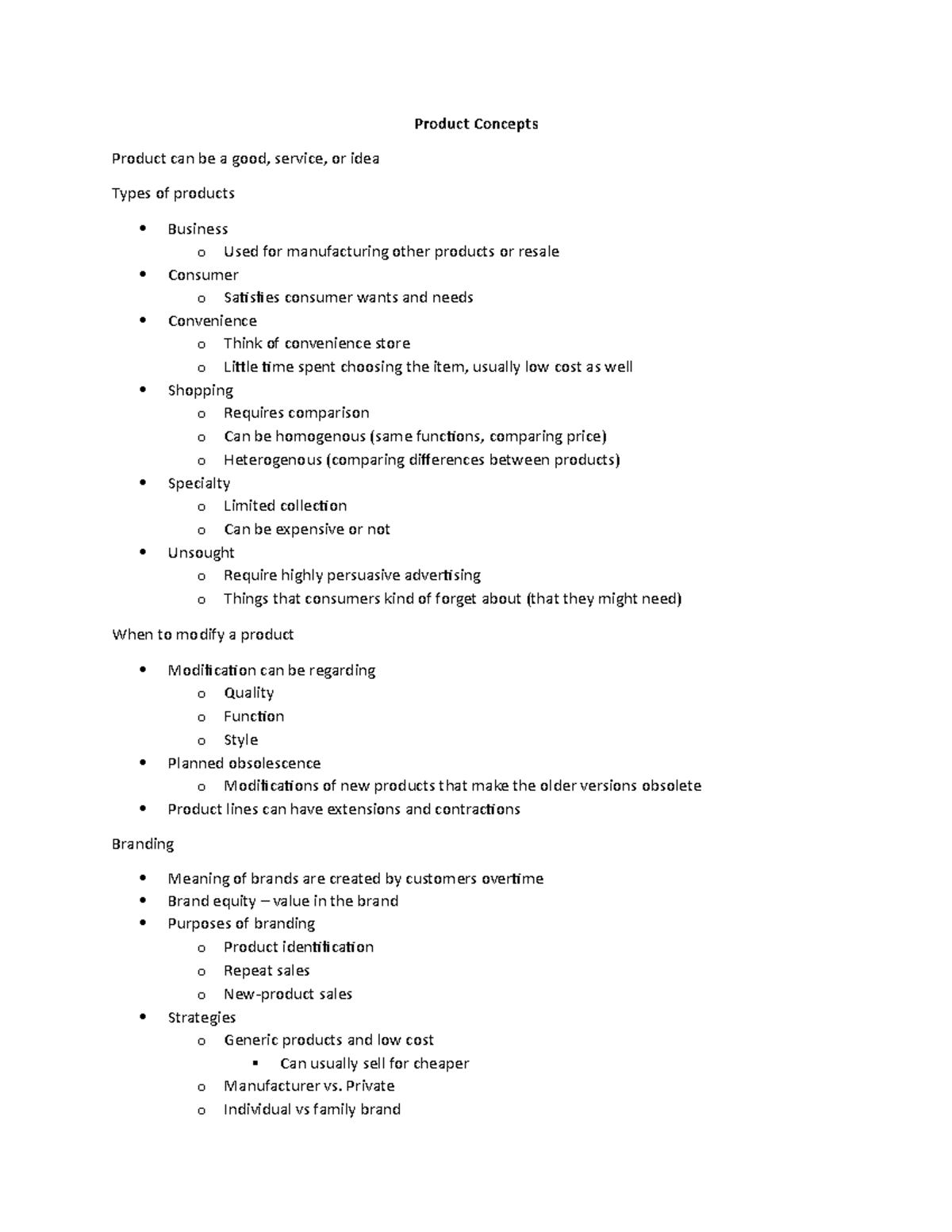 Chapter 10 - Product Concepts - Product Concepts Product can be a good ...