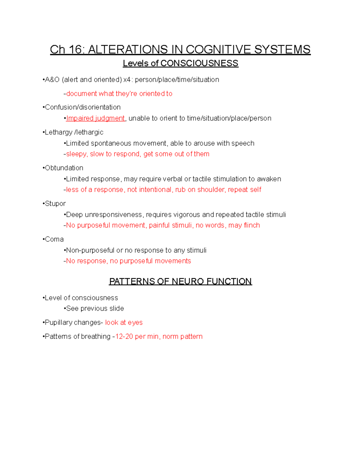 CH 16 Alteration in Cognitive Systems - Ch 16: ALTERATIONS IN COGNITIVE ...