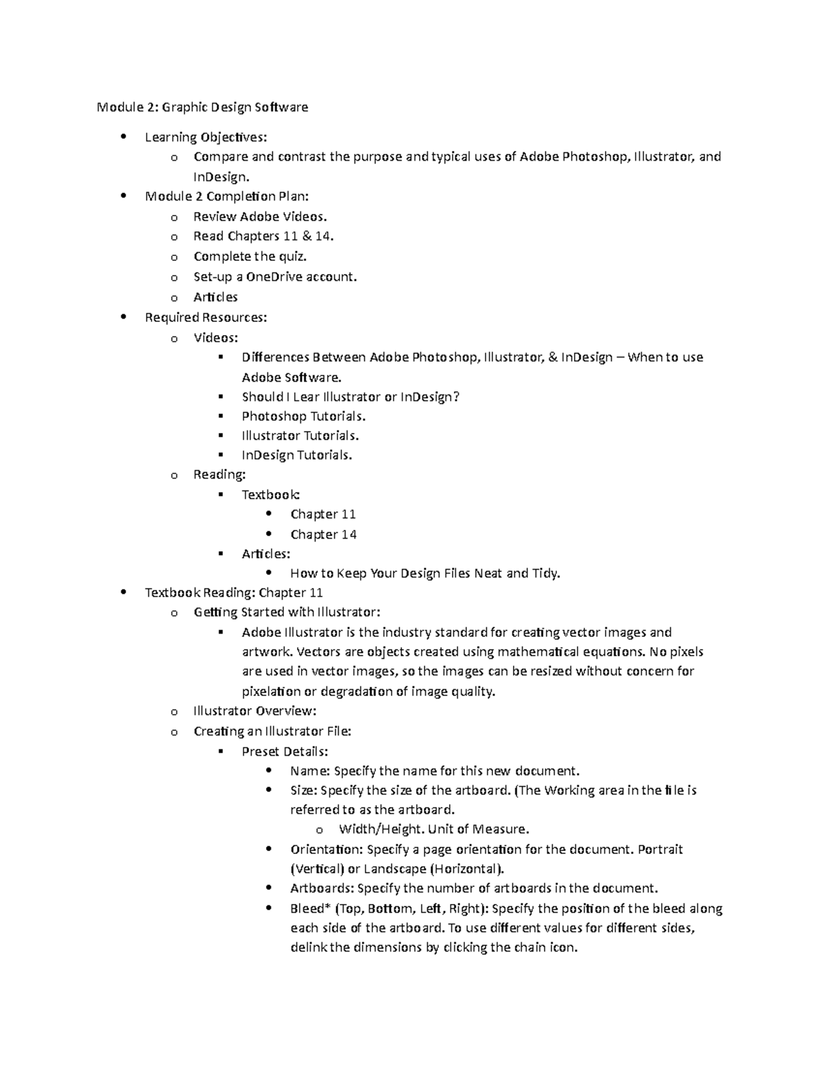 Module 2 Notes - Module 2: Graphic Design Software Learning Objectives ...