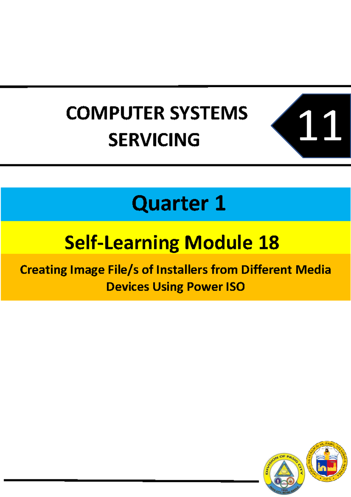 Tvl Css11 Q1 M18 Tcl Css Module 18 Servicing Computer Systems 11 Creating Image Files Of