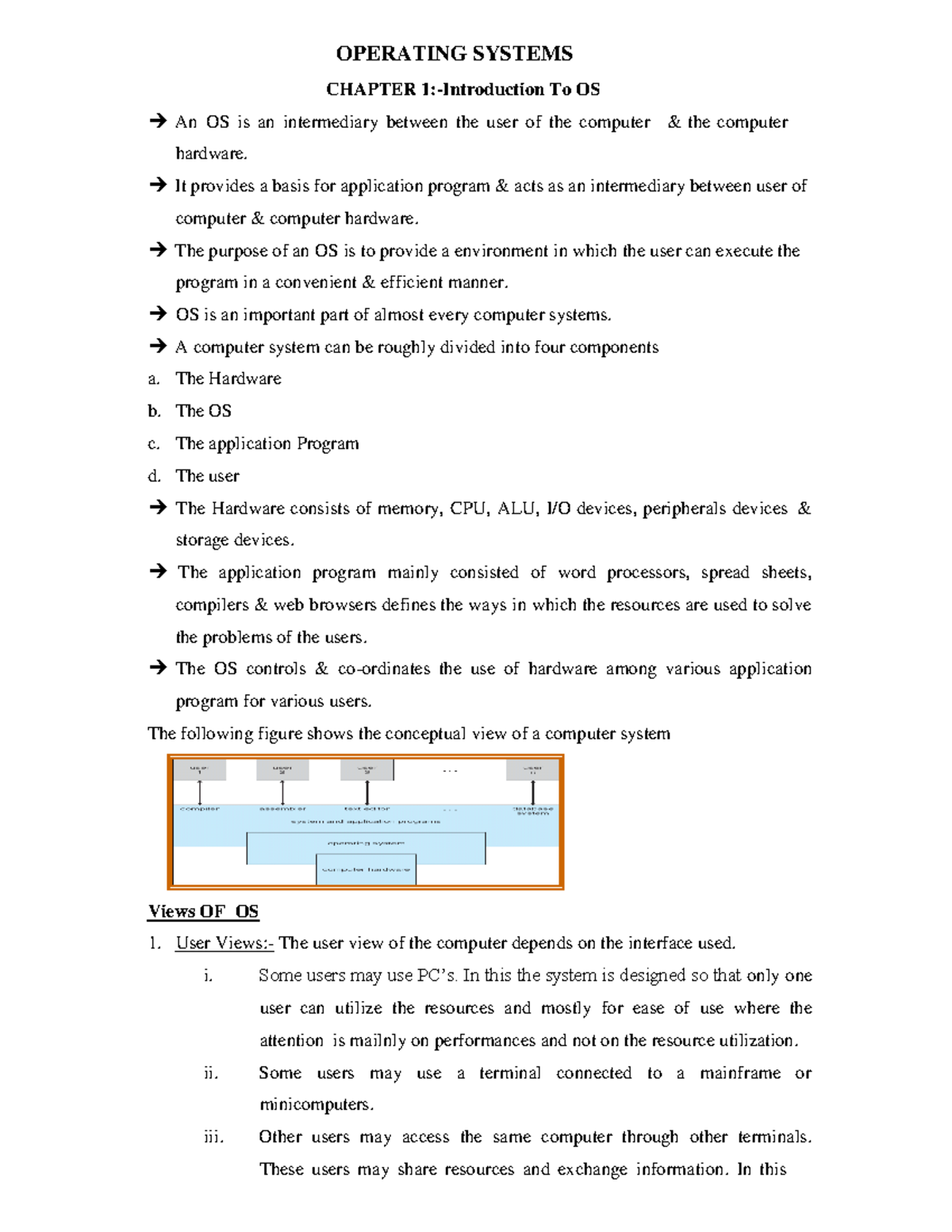 OS-Notes - Summary OS lab - OPERATING SYSTEMS CHAPTER 1:-Introduction ...
