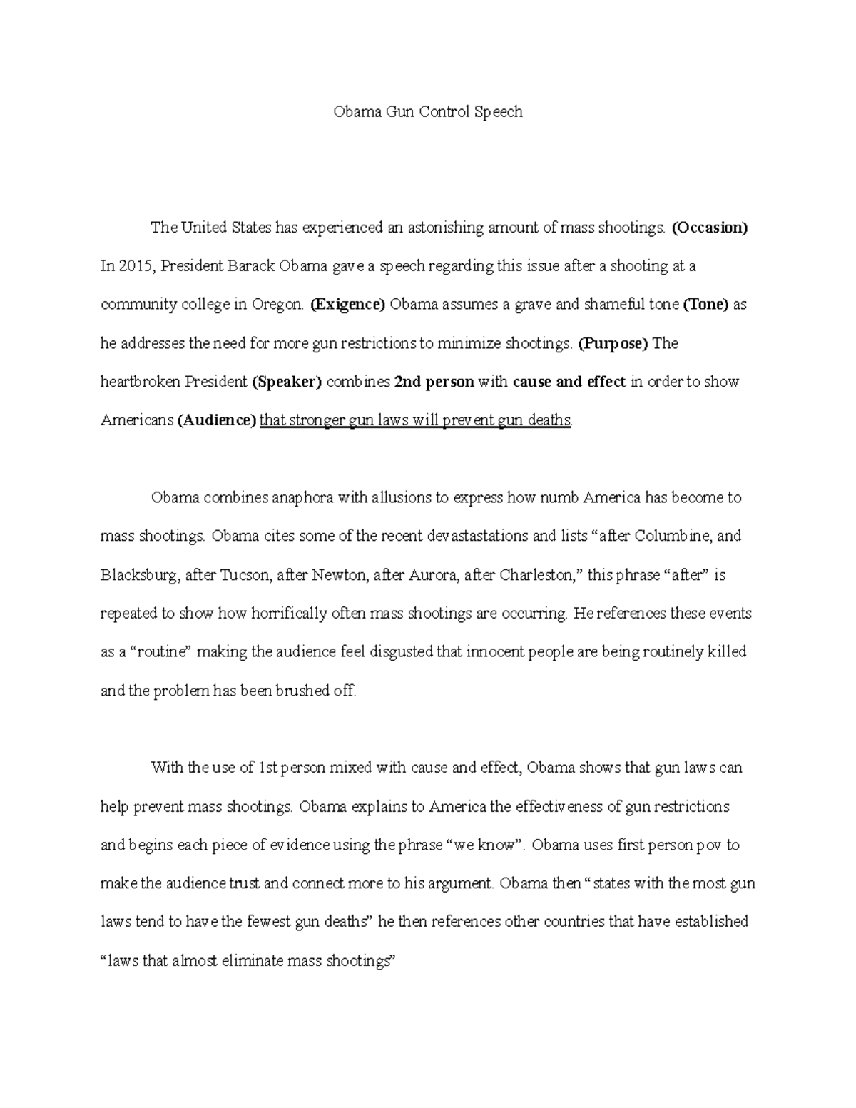 Obama Gun Control Speech - (Occasion) In 2015, President Barack Obama ...