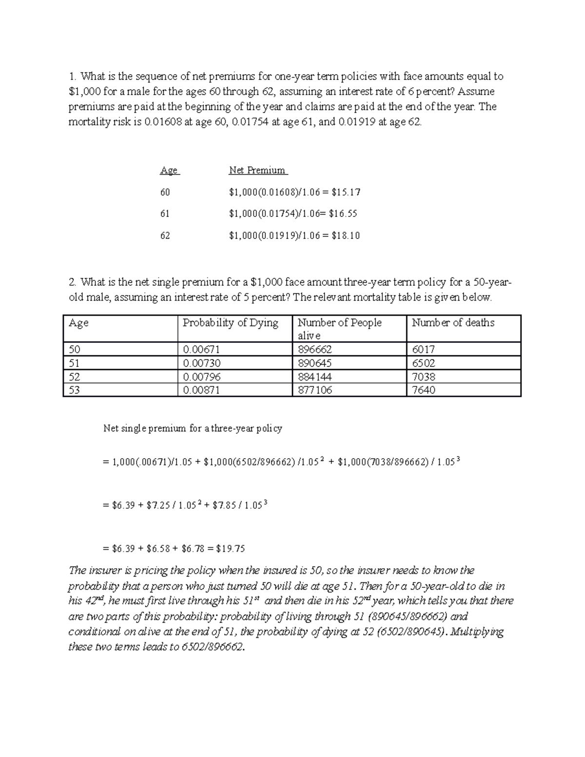 Practice Questionskey 1 What Is The Sequence Of Net Premiums For One practice-questionskey-1-what-is-the-sequence-of-net-premiums-for-one