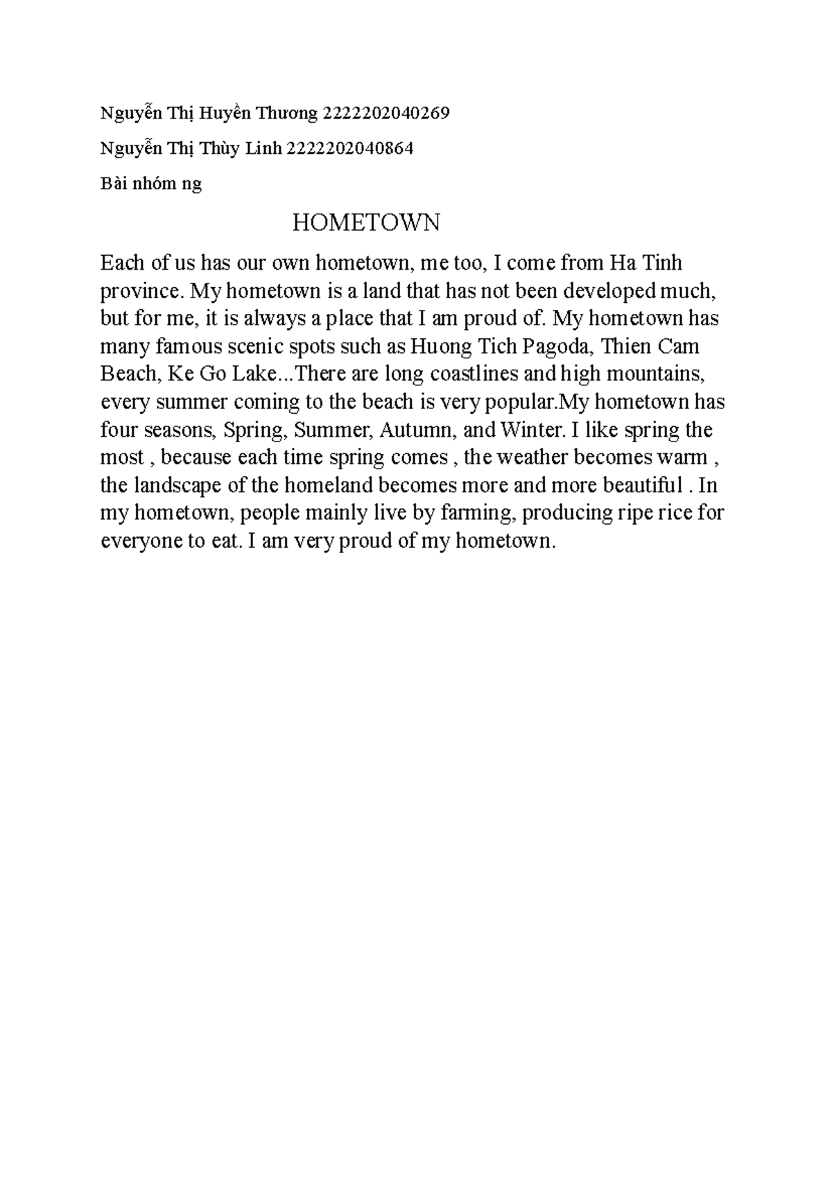 TA - Gshshs - Nguyễn Thị Huyền Thương 2222202040269 Nguyễn Thị Thùy ...