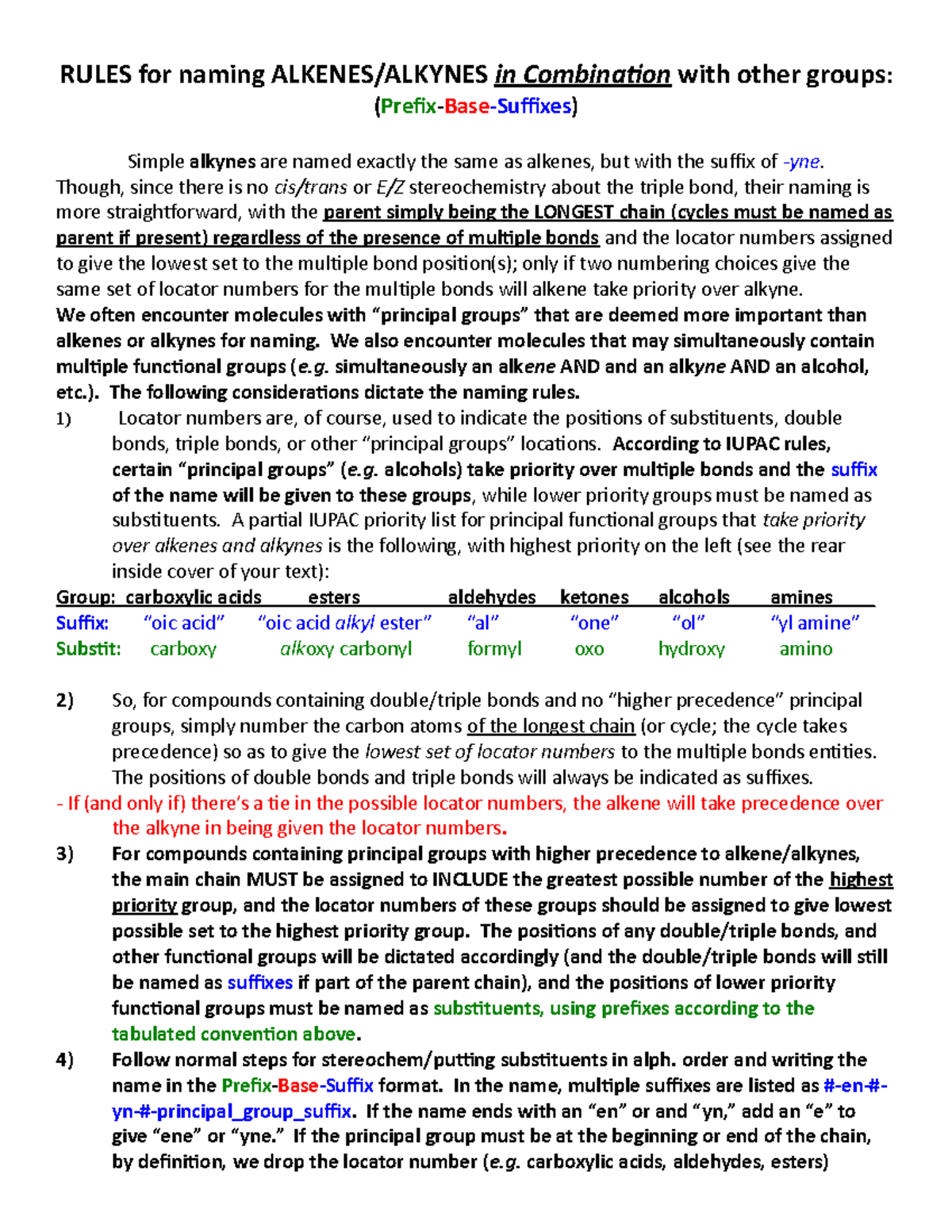 Rules for naming alkynes and MORE-2018 - RULES for naming in ...