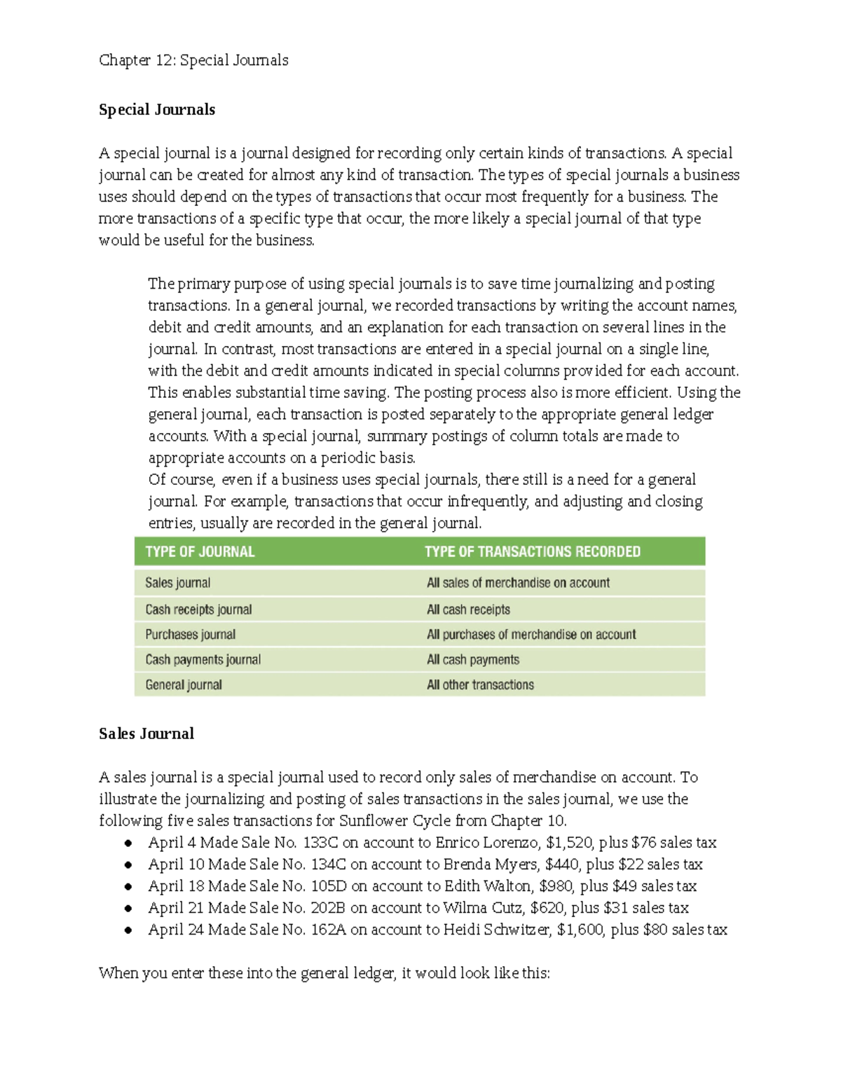 Chapter 12 Special Journals - Special Journals A special journal is a ...