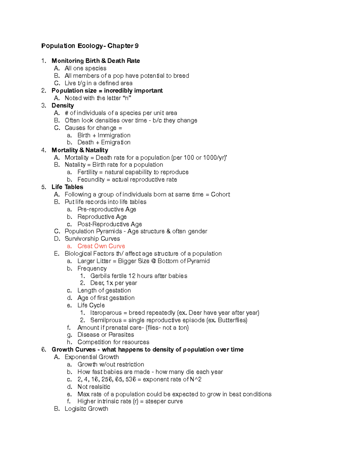 09 - Class Notes - Population Ecology- Chapter 9 Monitoring Birth ...