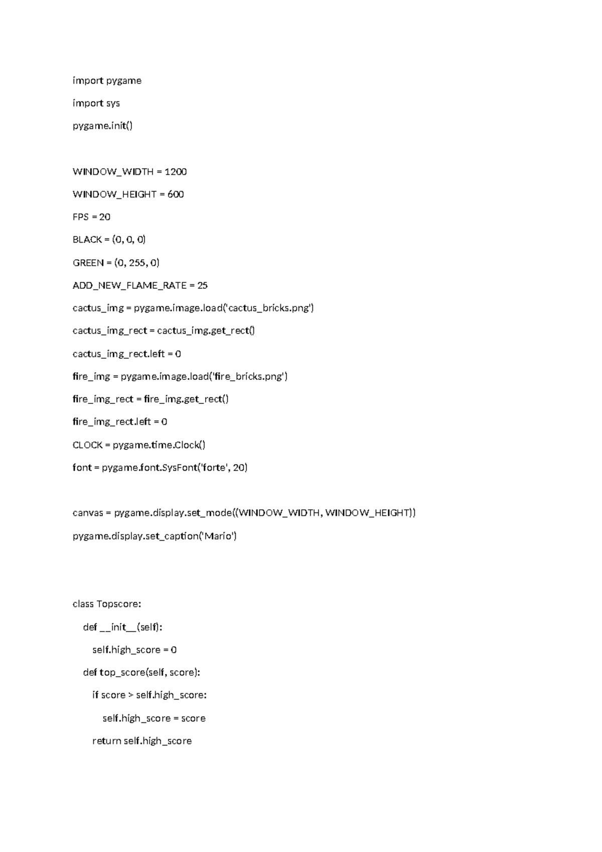 Mario run - import pygame import sys pygame() WINDOW_WIDTH = 1200 ...