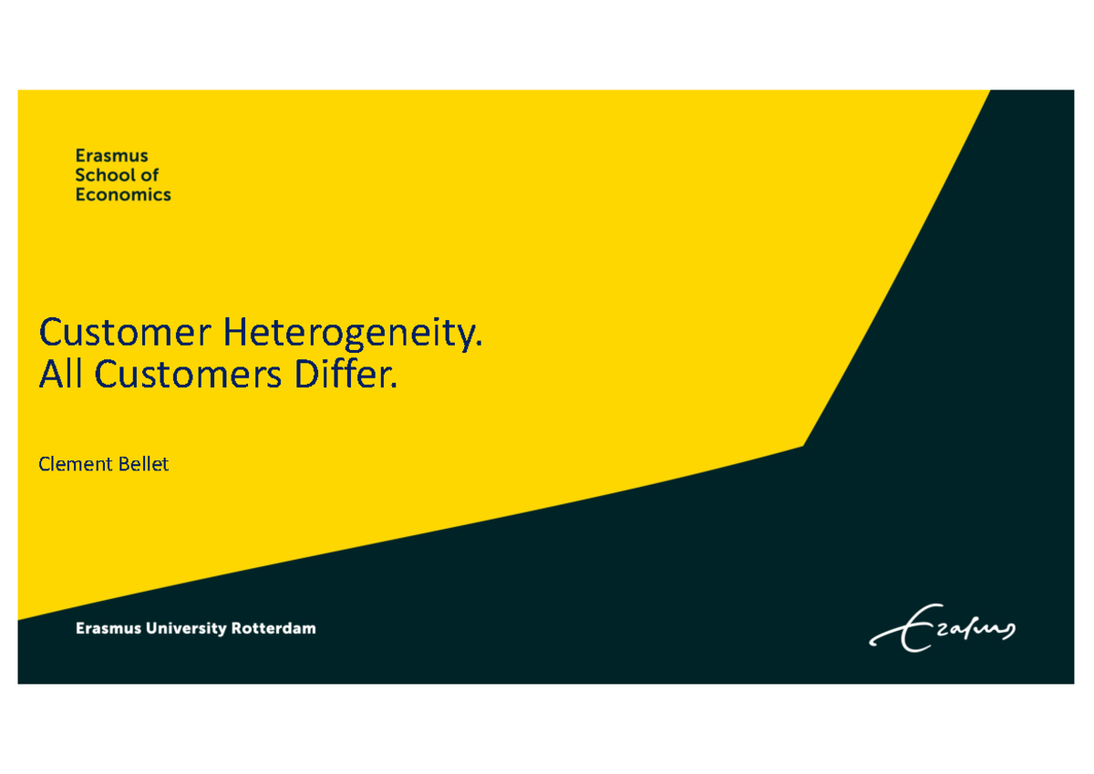 Marketing - lecture 2 - Customer Heterogeneity. All Customers Differ ...