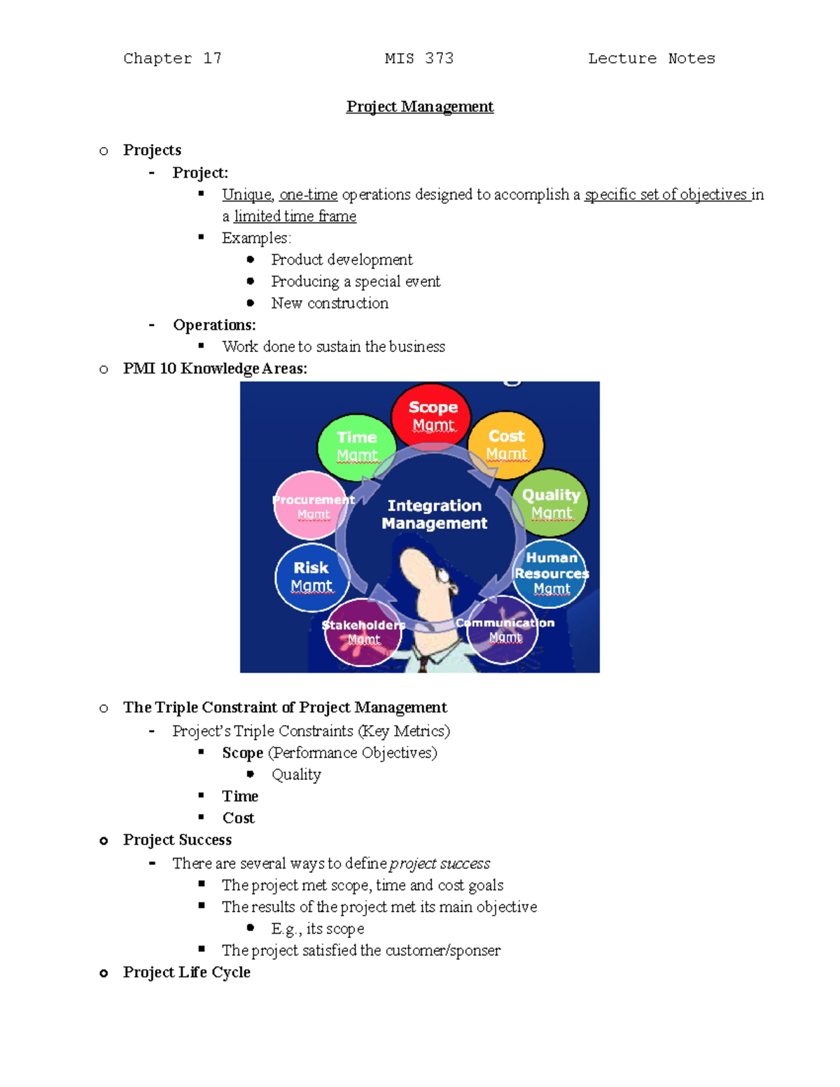Project Management - Professor: Eyran Gisches - Chapter 17 MIS 373 ...