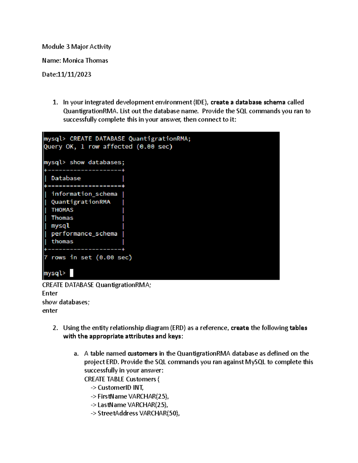 Module 3 - Major Activity Thomas - Module 3 Major Activity Name: Monica ...